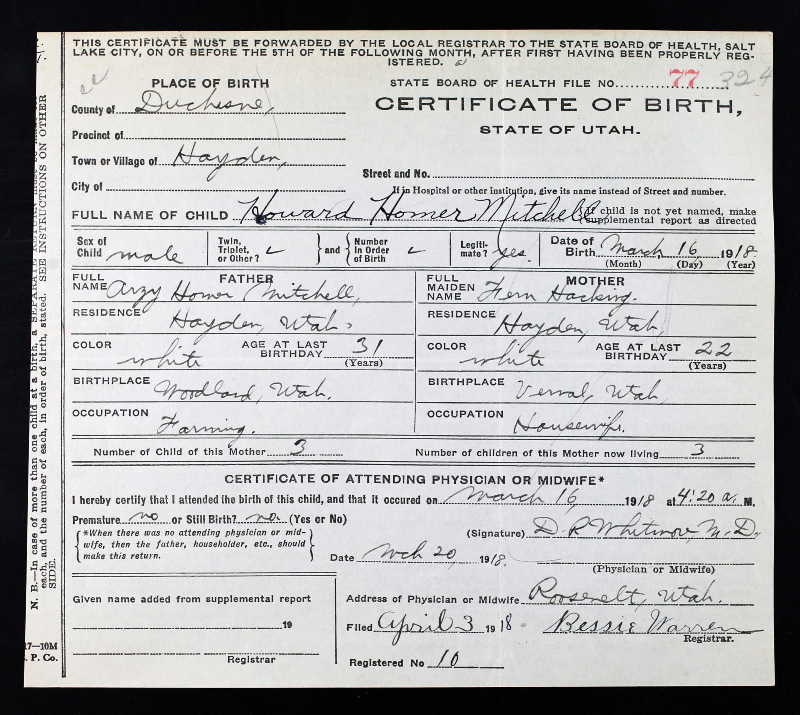 Howard Homer Mitchell - NHD Silent Heroes Howard Homer Mitchell - NHD Silent Heroes